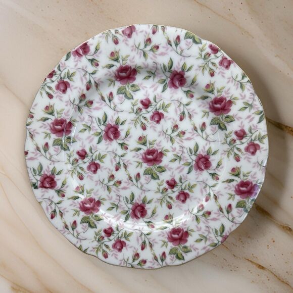 Lefton | Dining | Vintage Lefton China Chintz Rose 95s 8 Plate Gold Rim ...